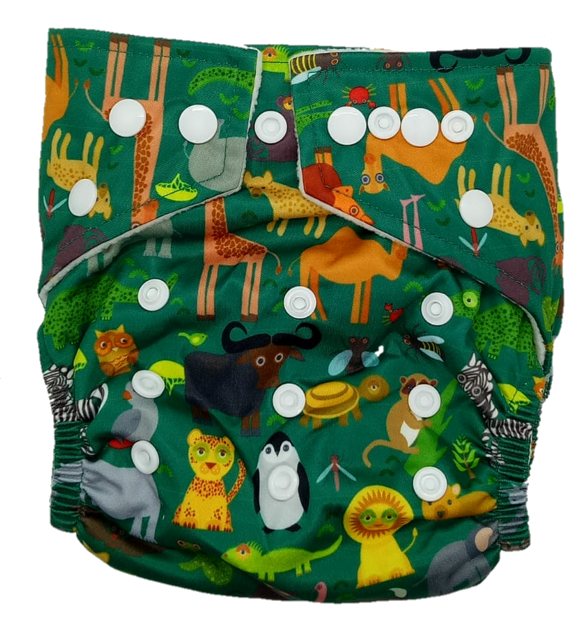 Hippybottomus Stay Dry Bamboo Cloth Nappy - Zoo